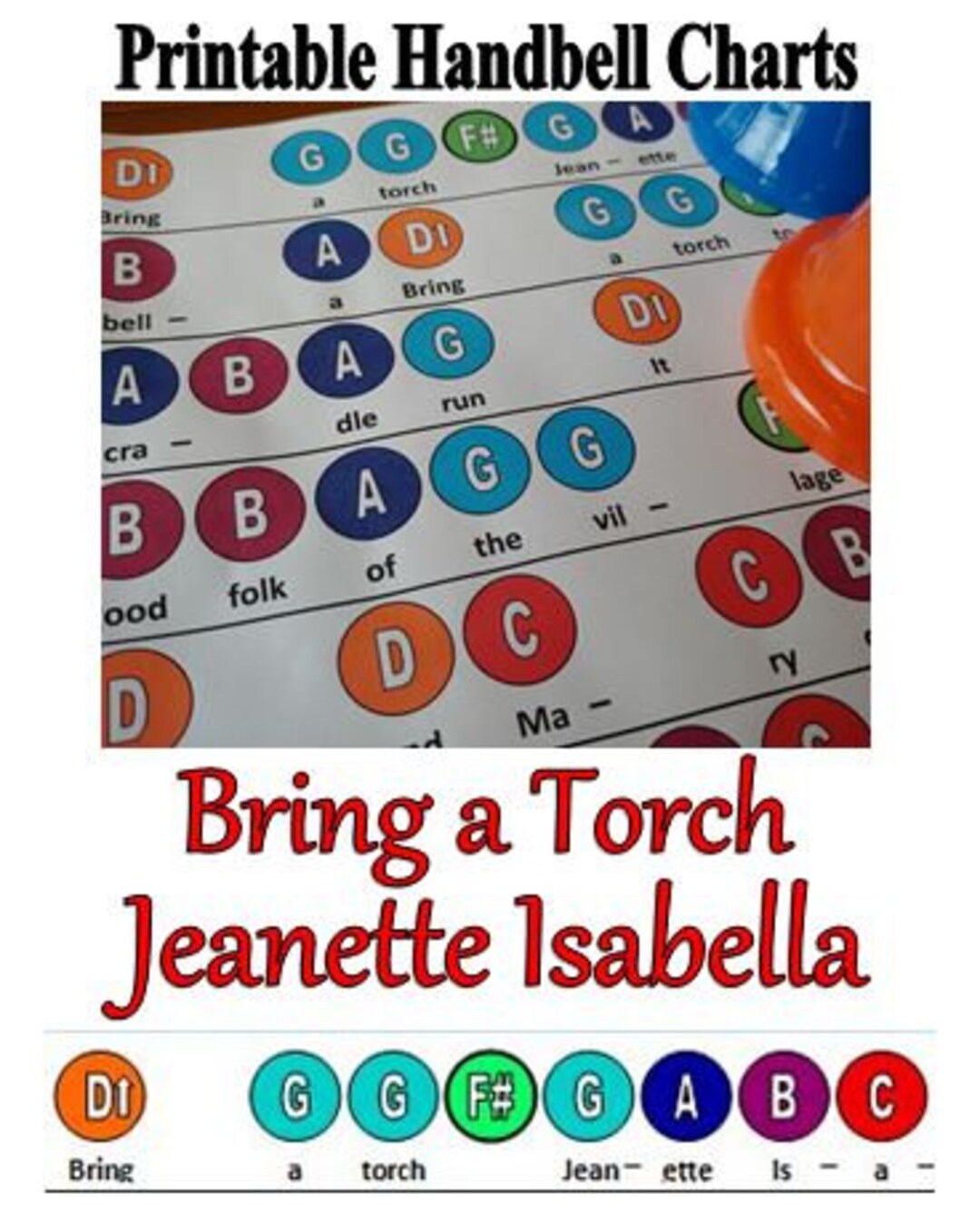 Bring A Torch Jeanette Isabella Handbell Chart - Etsy