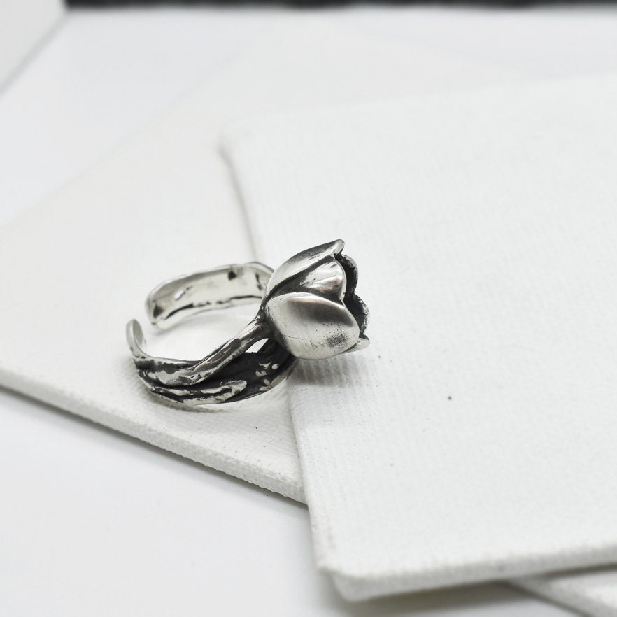 Adjustable Tulip Ring Silver Tulip Ring Tulip Ring Tulip - Etsy