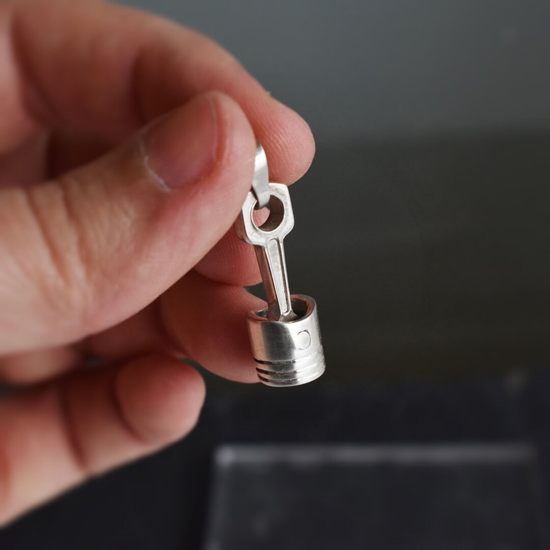 Silver Kinetic Piston Pendant, Piston Pendant, Biker Jewelry, Kinetic ...