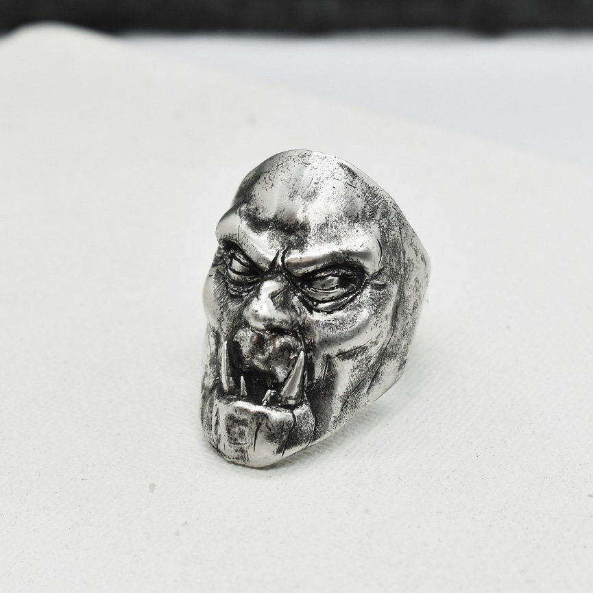 Orc Ring Orc Jewelry Silver Ring for Men Biker Ring Gothic - Etsy