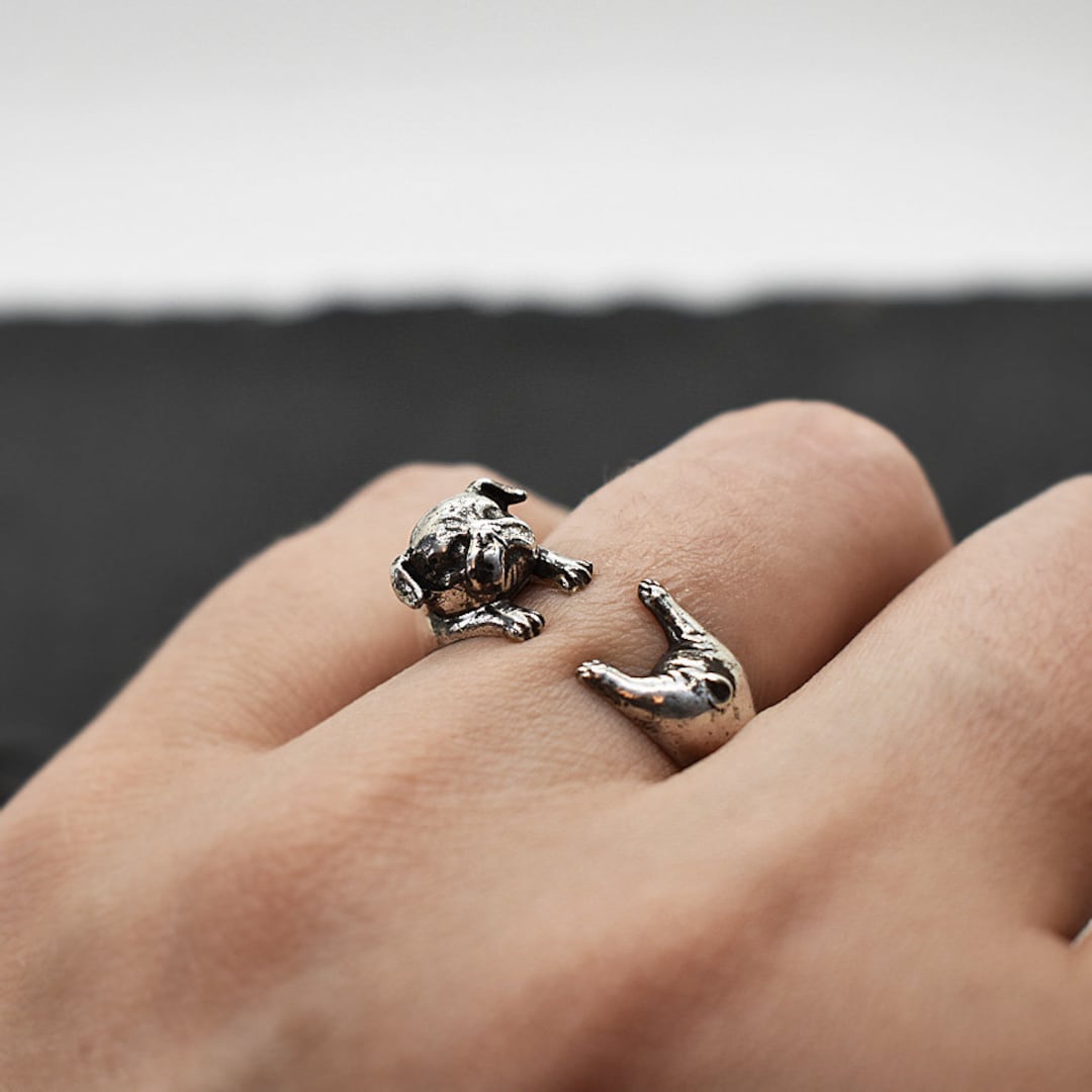 Pug Ring, Silver Pug Ring, Pug, Dog, Ring, Pug Jewelry, Animal Ring ...