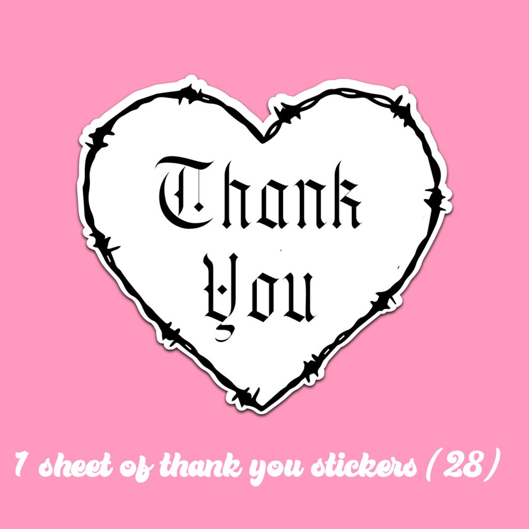 Gothic Thank You Stickers for Small Businesses, Sticker Sheet, Shop ...