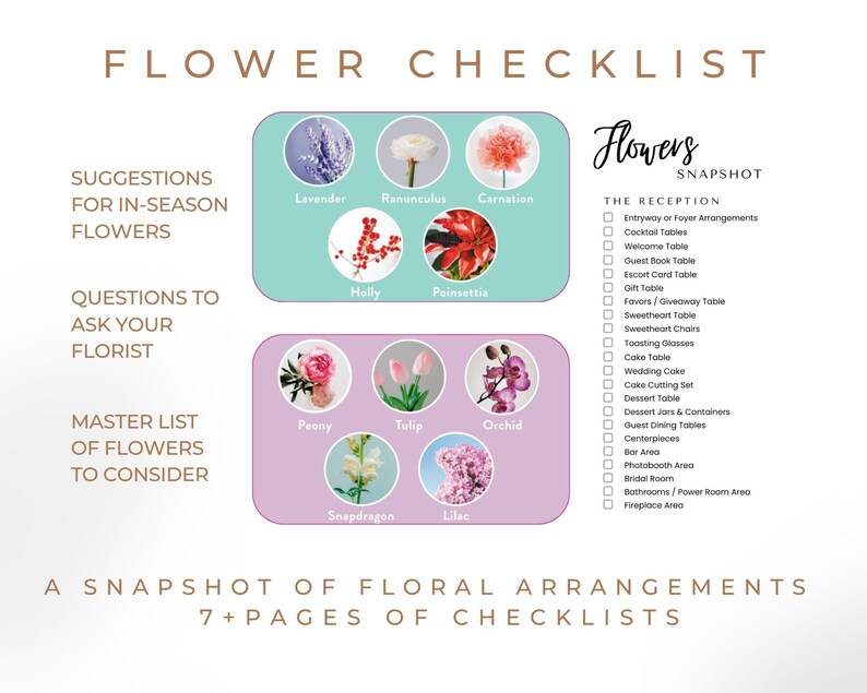 Wedding Flowers Checklist Printable Flowers Guide Complete Flower List ...