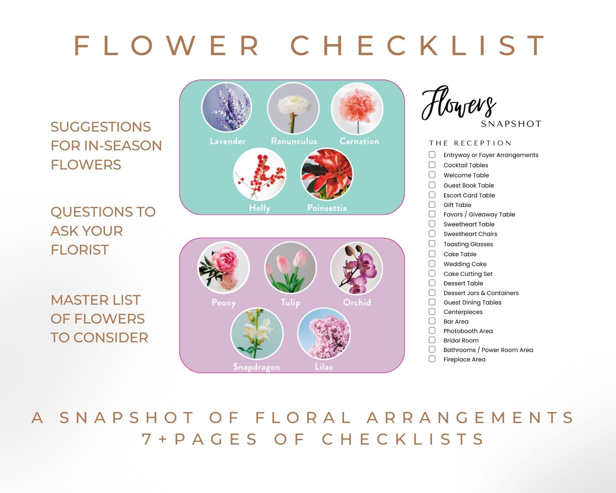 Wedding Flowers Printable Checklist Flowers Guide Complete Flower List ...