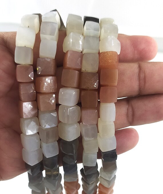 Findings 9-11mm 8 Inch Strand Multi Color 3D Cube Gemstone Beads Craft Sale Rear Multi Carving ...