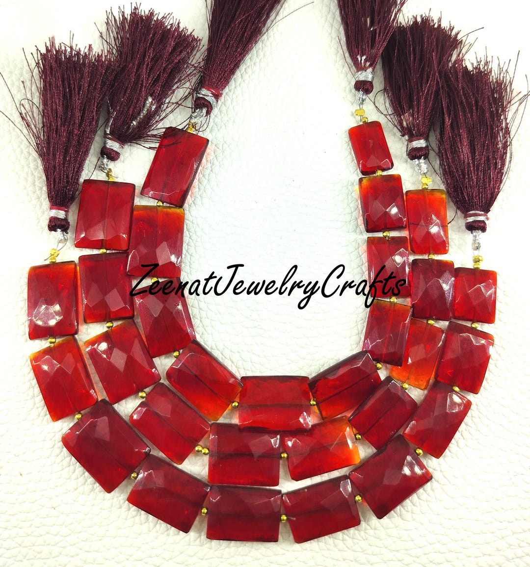 8" Strand Red Onyx Faceted Briolette Rectangle Chicklet Shape Gemstone ...
