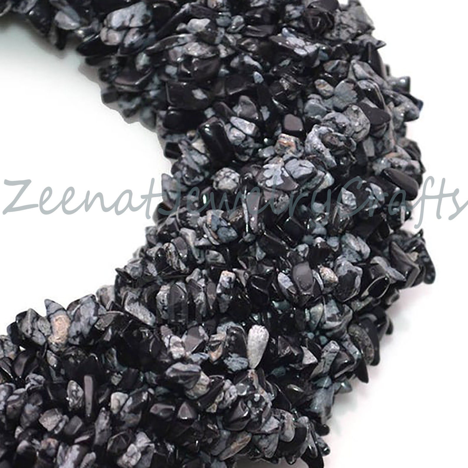 Black Obsidian Beads: 34" Natural Uncut Gemstone Chips for Jewelry ...