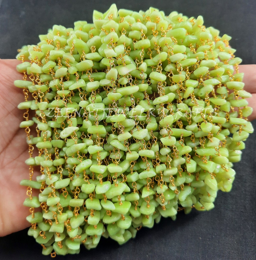 135 Feet Rosary Chain Parrot Agate Uncut Chips Beads Gold - Etsy