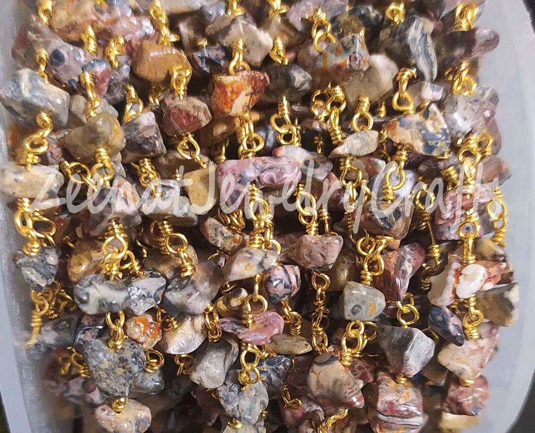 1,3,5 Feet Natural Leopard Skin Jasper Uncut Chips Beads Rosary Chain ...