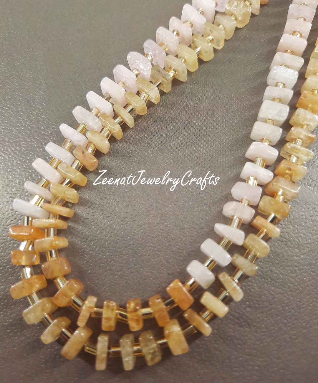 Yellow Quartz Morganite Heishi Beads: Gemstone Jewelry Making - Etsy