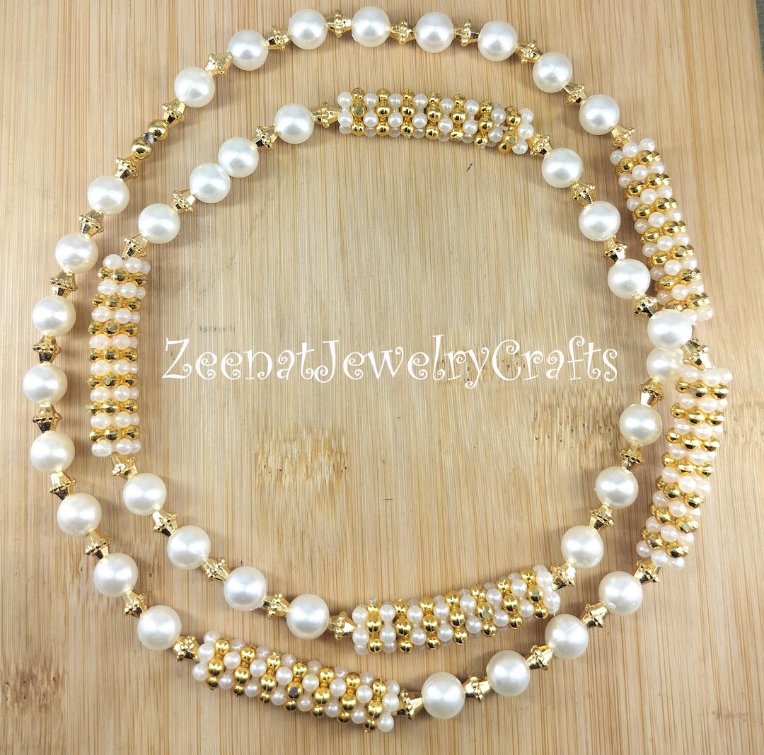 Beautiful Pearl Mala 1 Strands Beaded Mala Gold Plated Mala Statement ...