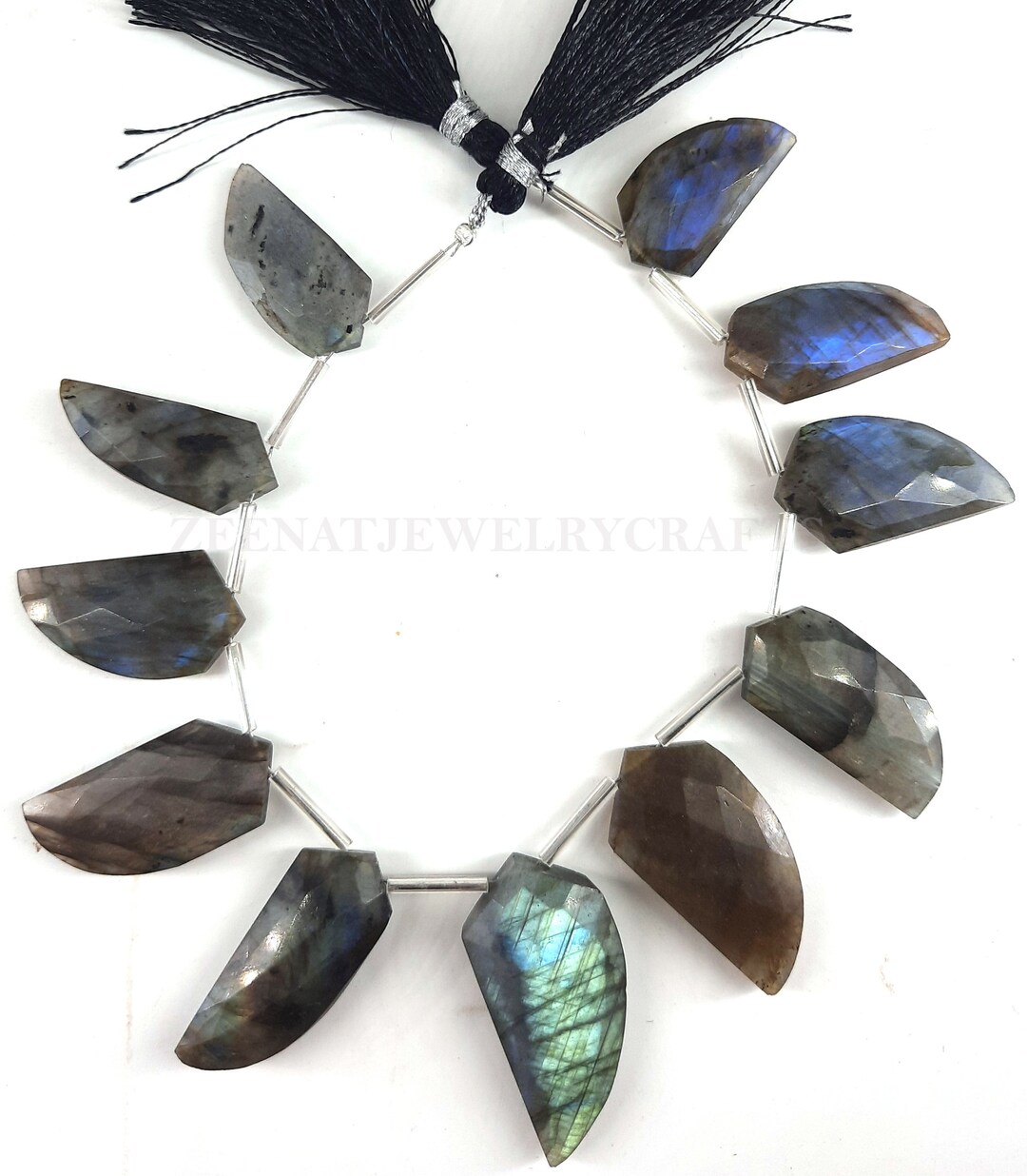 8" Natural Blue Fire Black Rainbow Faceted Keri Fancy Shape Gemstone ...