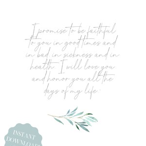 Catholic Wedding Vow Printable - Wedding Gift Instant Download ...