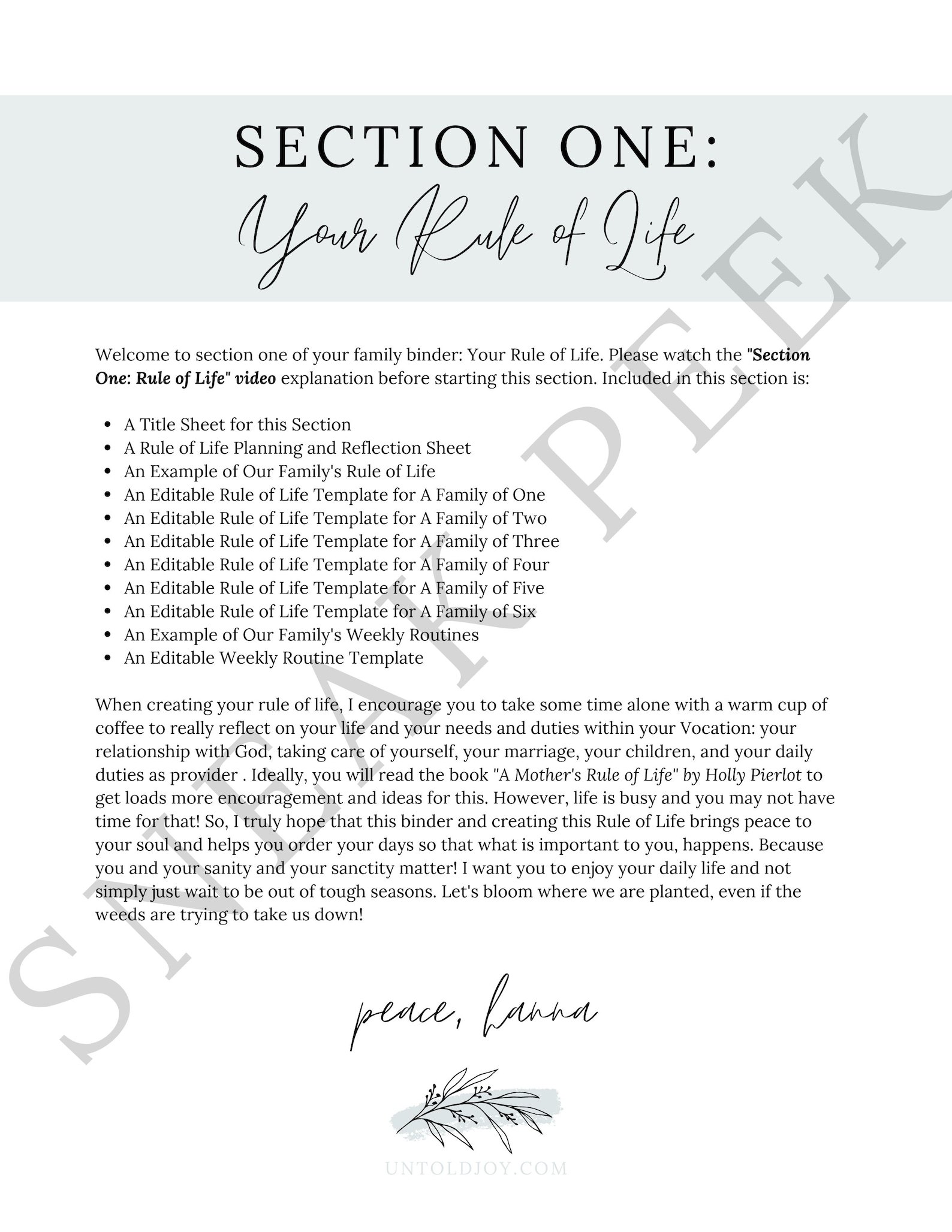 Untold Joy Family Binder - Instant Digital Download Template ...