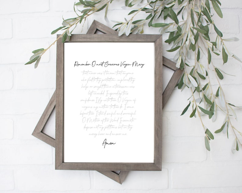 Memorare Prayer Print - Catholic Prayer to Our Lady Printable Just Text ...