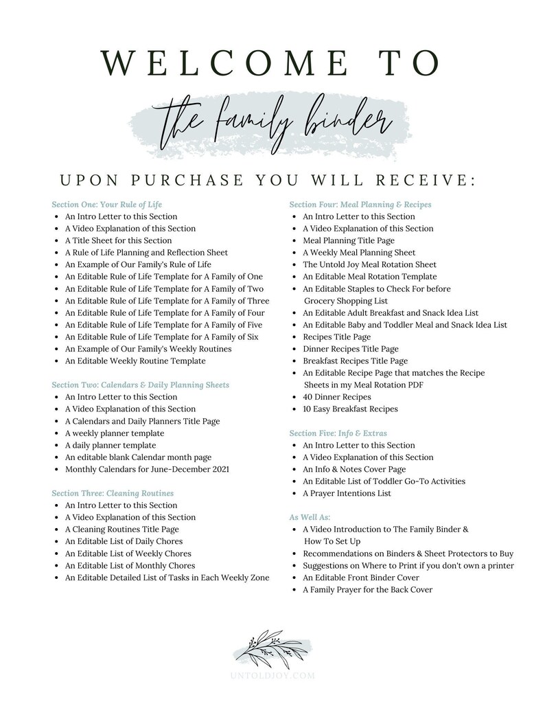 Untold Joy Family Binder Instant Digital Download Template - Etsy