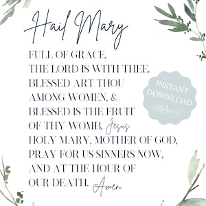 Hail Mary Prayer Digital Download Printable - Instant Download ...