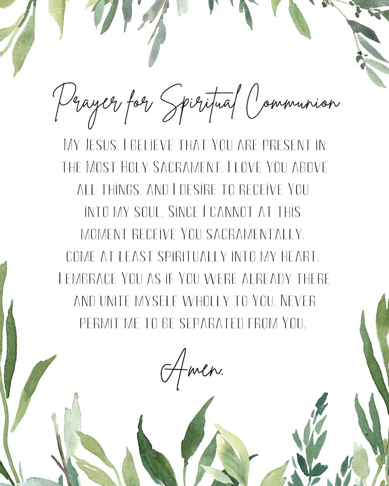 Act of Spiritual Communion Prayer Print Catholic Prayer | Etsy