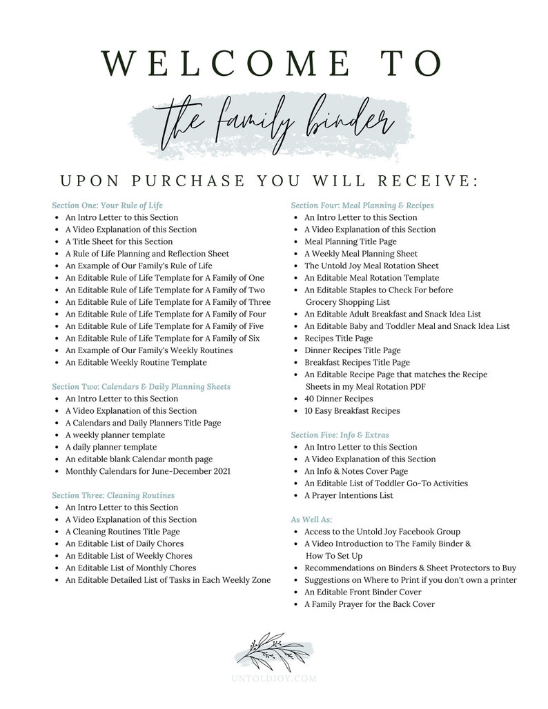 Untold Joy Family Binder Instant Digital Download Template - Etsy