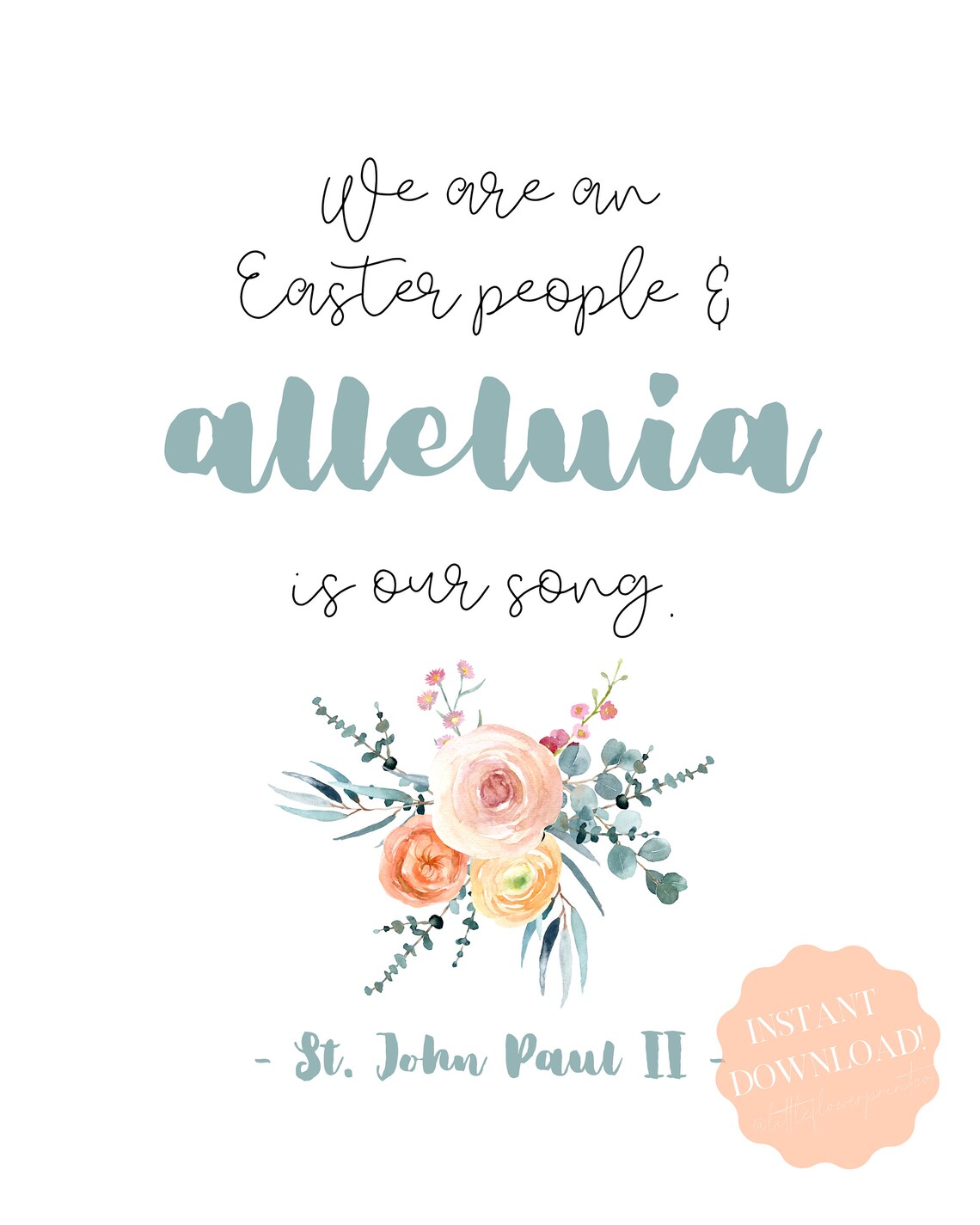 St. John Paul II Easter Quote Print - Instant Download - Printable ...