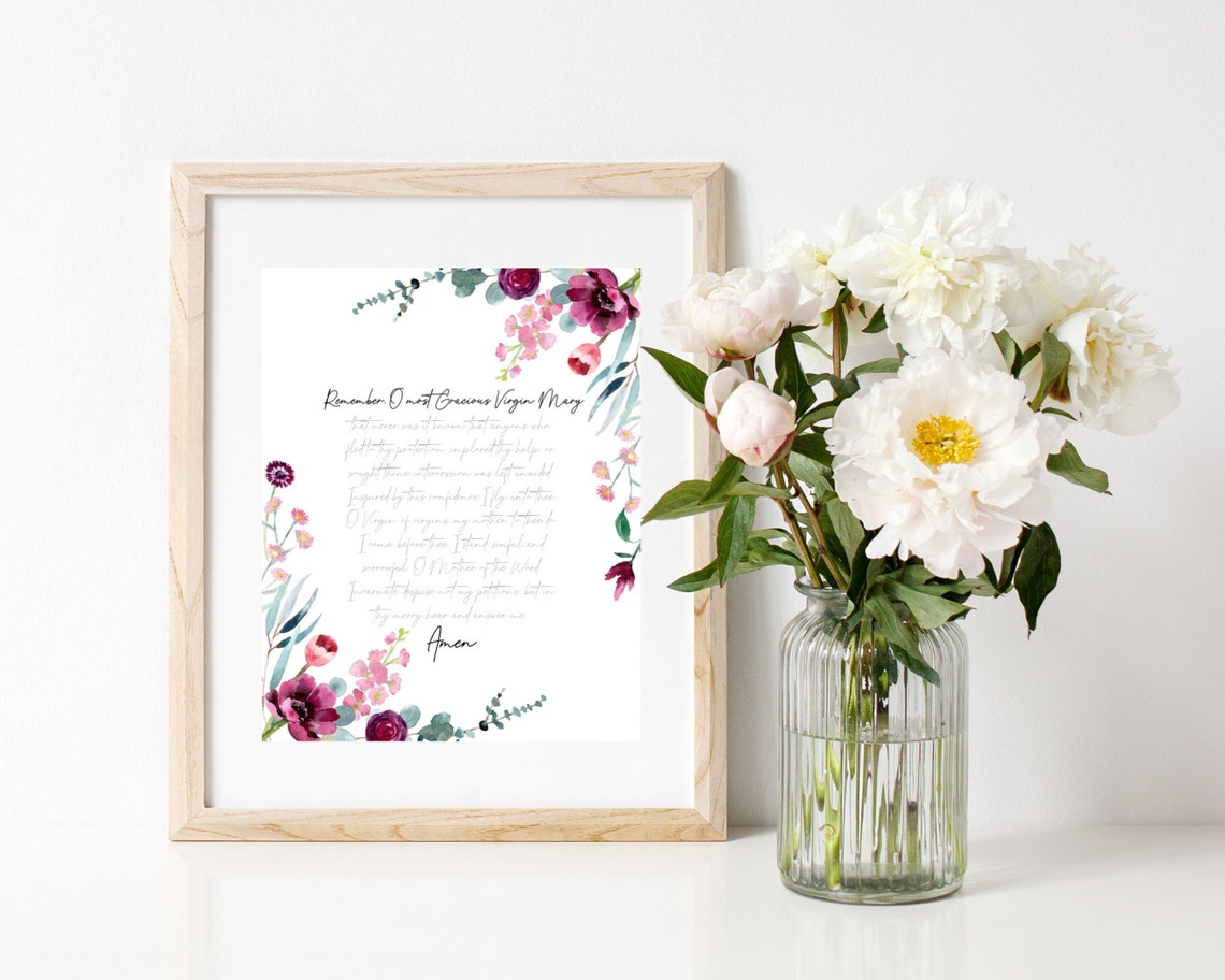 Memorare Prayer Print - Catholic Prayer to Our Lady Printable ...