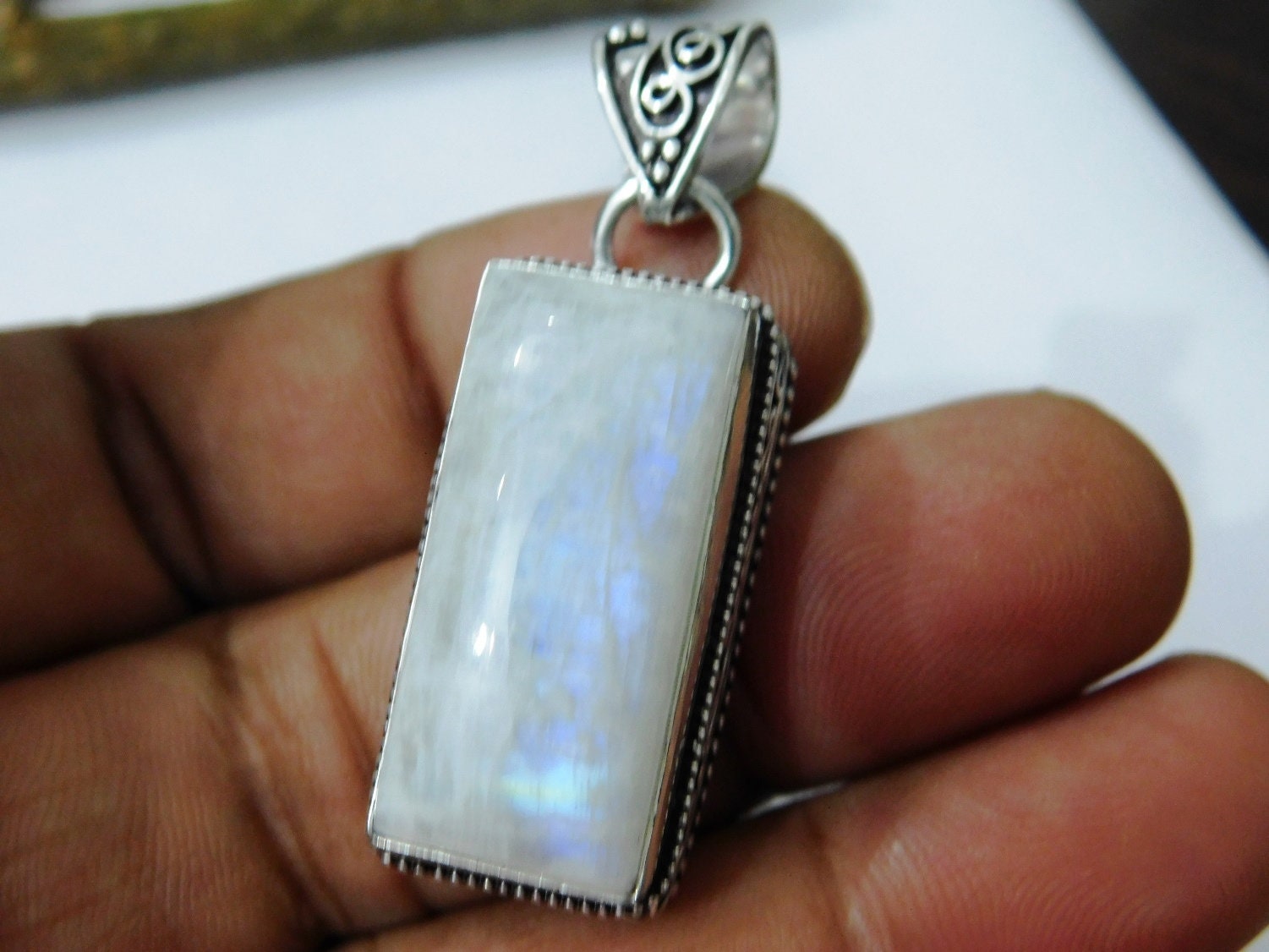 Genuine Moonstone Pendant Sterling Silver Pendant Stone - Etsy