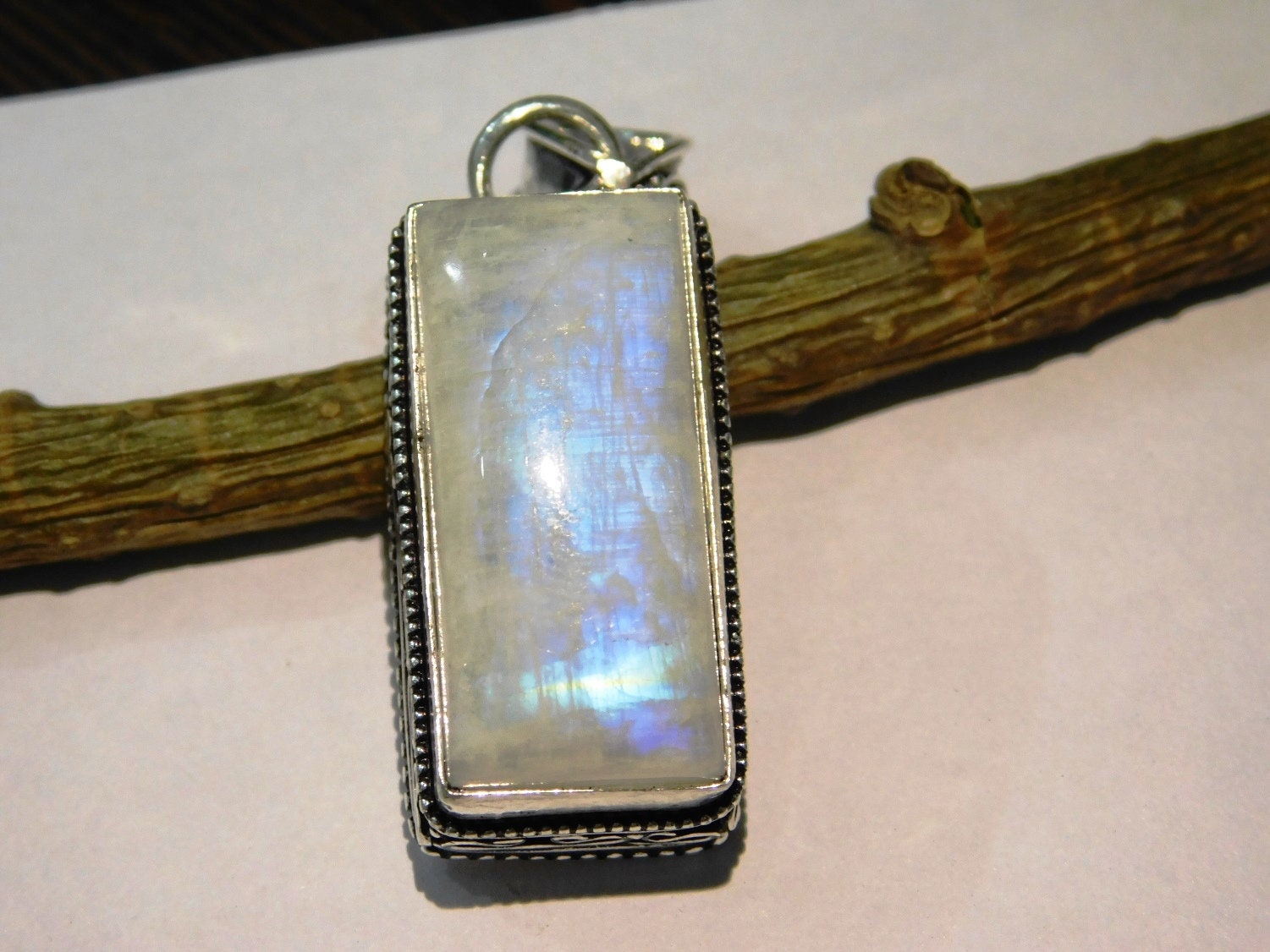 Genuine Moonstone Pendant Sterling Silver Pendant Stone - Etsy