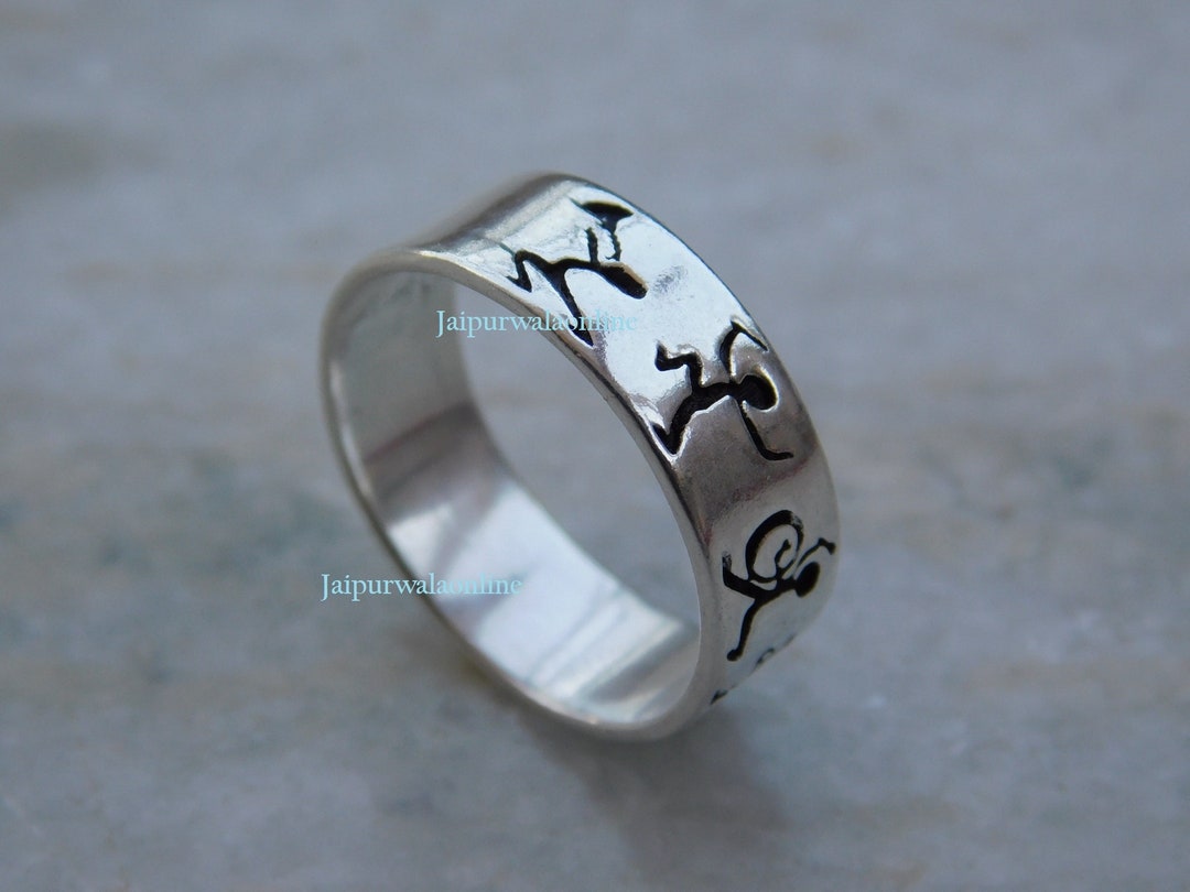 American Hopi 925 Sterling Silver Band Ring, Kokopelli Design Stamped ...
