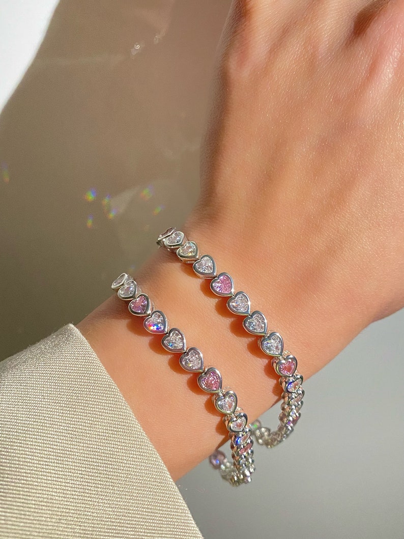 Pandora Bracelet,pandora Heart Bracelet, Pink&white Bracelet, Double ...