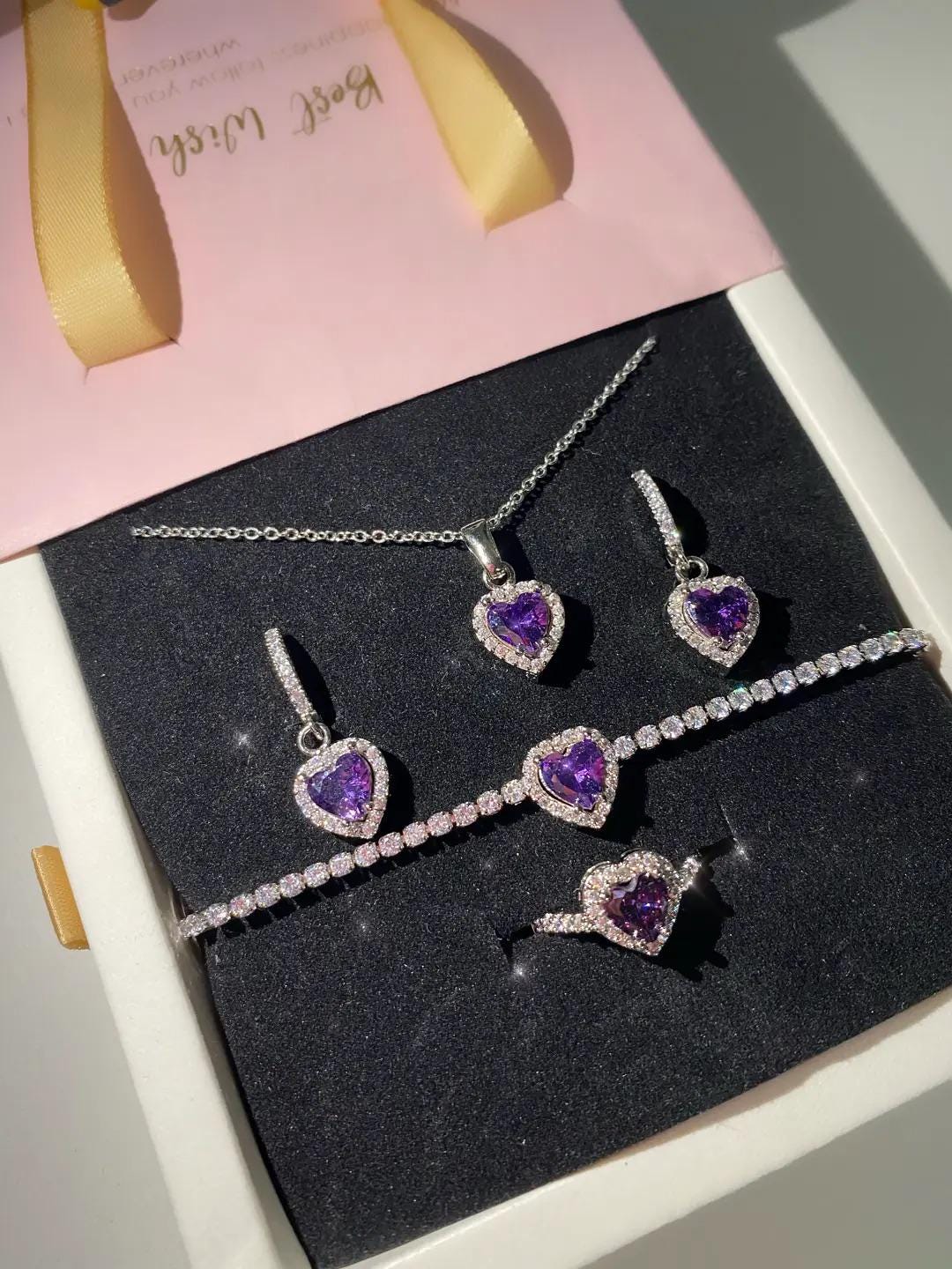 Pandora Heart Necklace Set,pandora Heart Set,pandora Purple Necklace ...