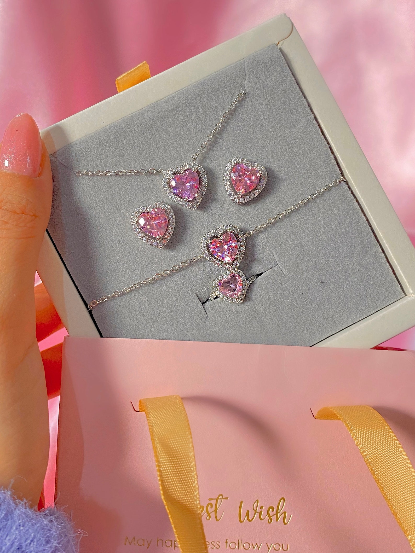 Pandora Heart Necklace Set,pandora Heart Set,pandora White Necklace ...