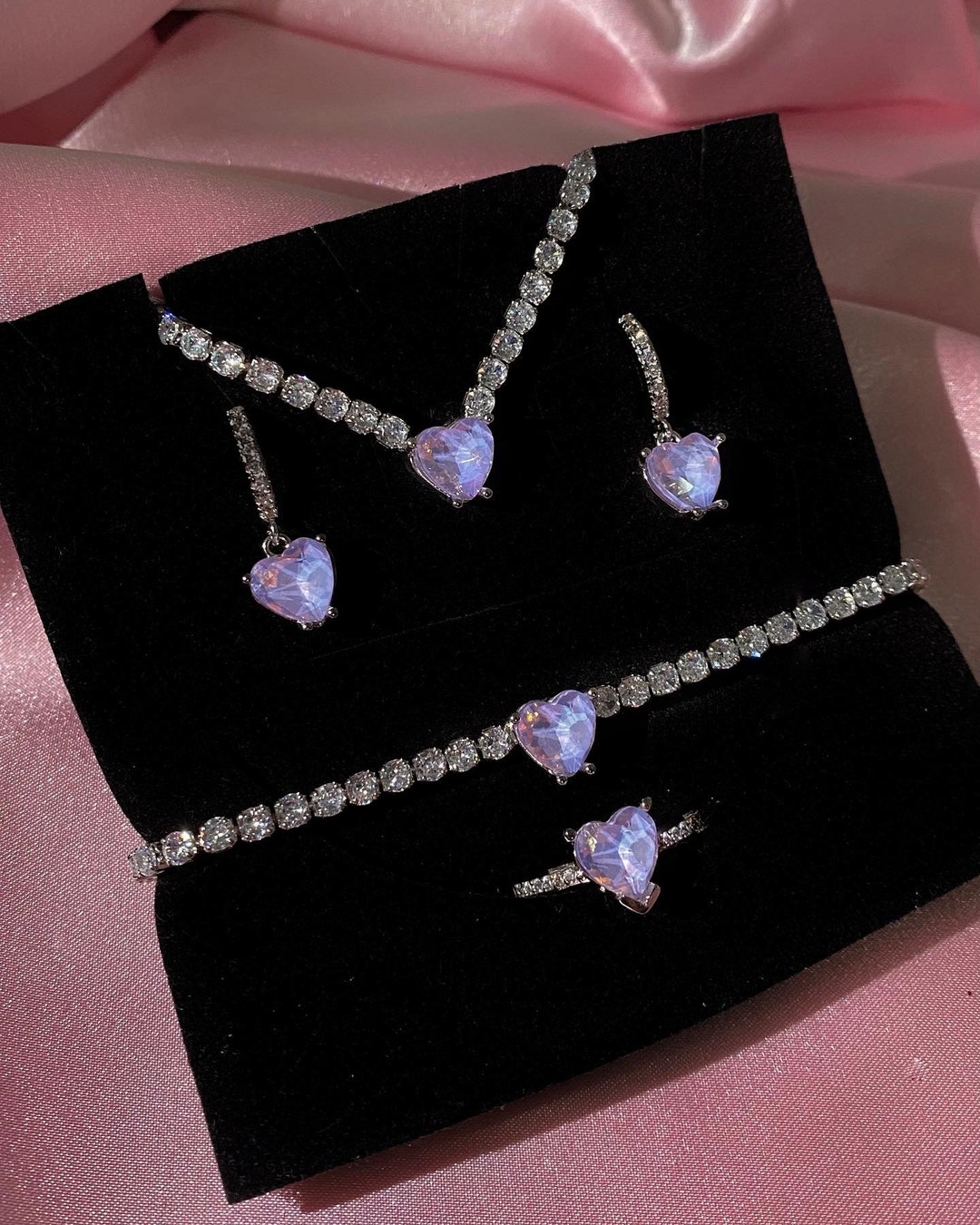 Purple Waterway Set, Purple Jewelry Set, Purple Heart Set, Valentine's ...