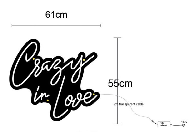 Custom Neon Sign Crazy In Love Light For Weddings Etsy