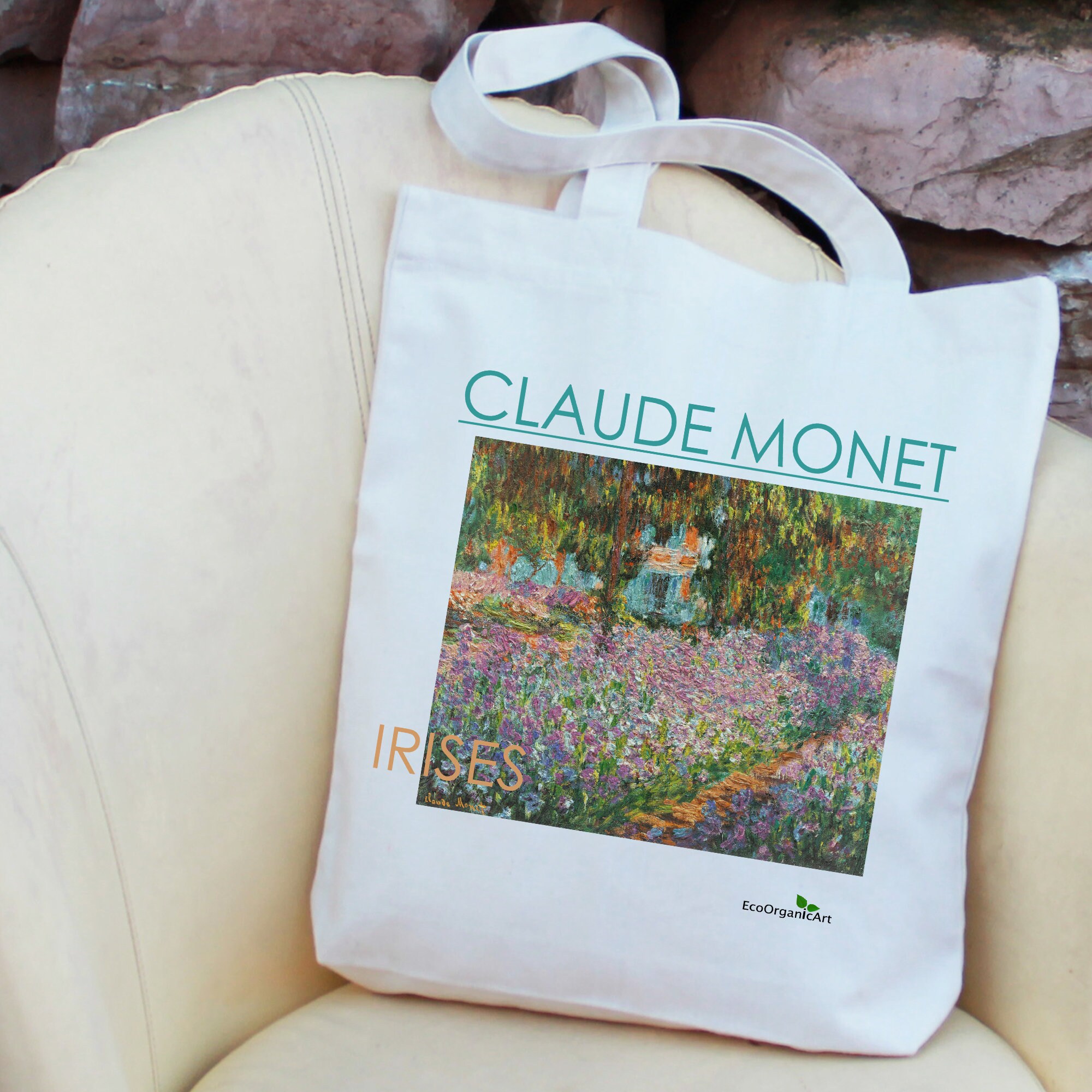 Claude Monet Art Tote Bag Irises in Monet Garden - Etsy