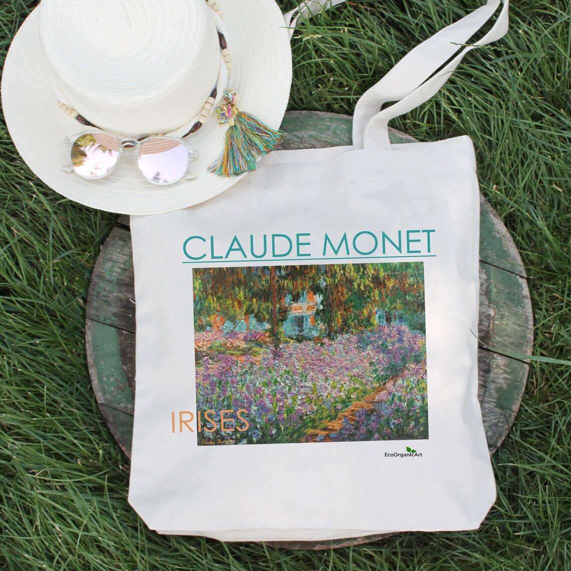 Claude Monet Art Tote Bag Irises in Monet Garden - Etsy