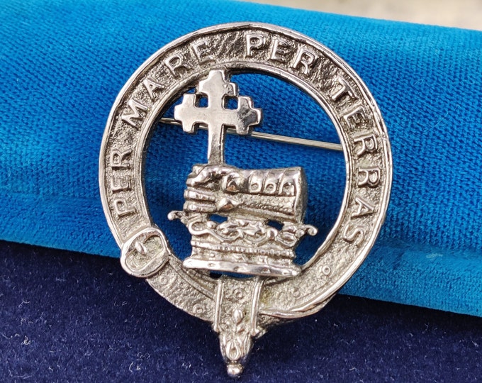 Vintage Brooch, Clan MACDONALD, Kilt Pin, per Mare per Terras - Etsy