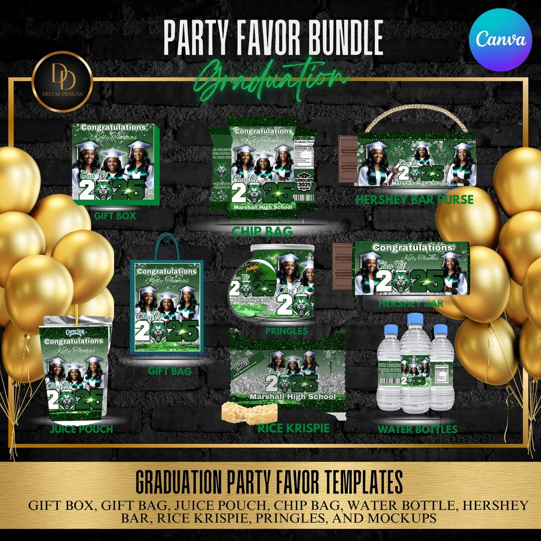 Graduation 2025 Party Favor Bundle | Editable Canva Template | Custom ...