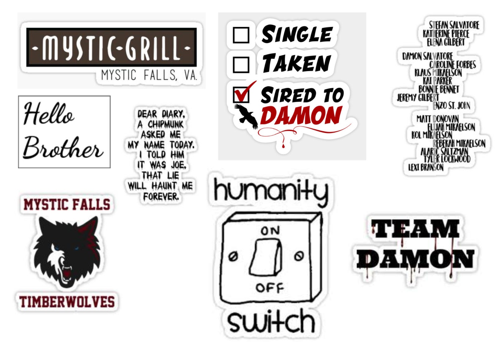 The Vampire Diaries Sticker Pack | Etsy