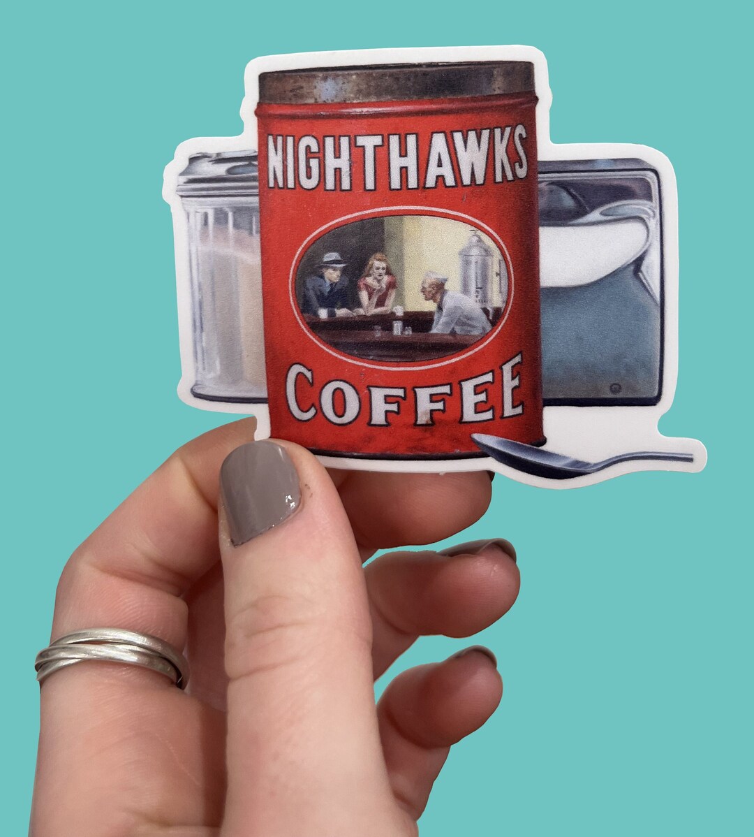 Nighthawks Coffee Sticker, Water Resistant, Edward Hopper Sticker ...