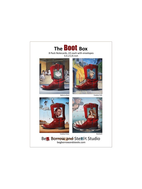 The Boot Box 8 Blank Western-themed Notecards Western - Etsy