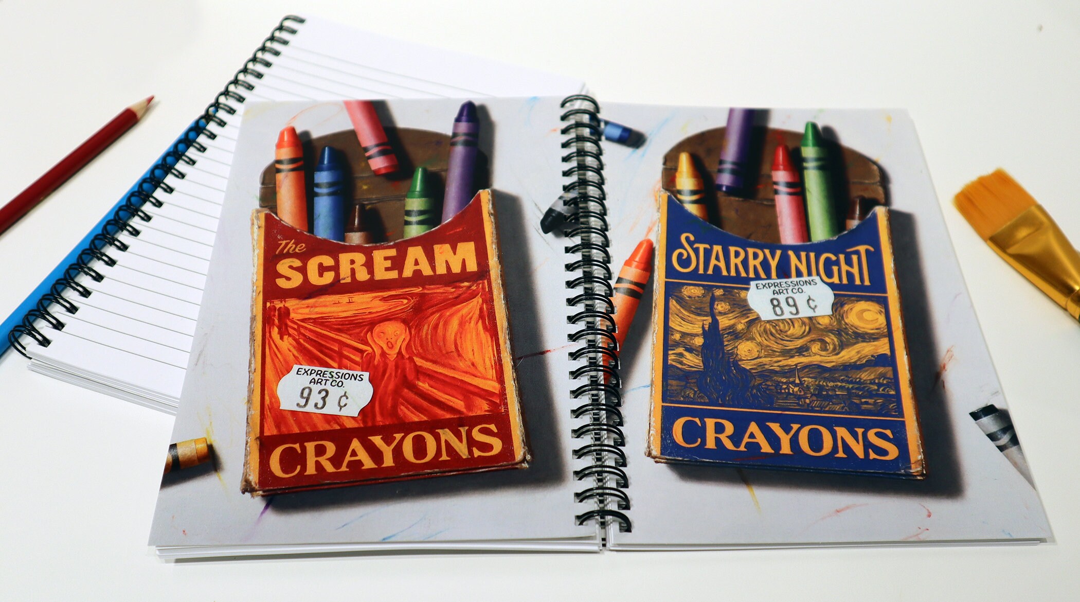 Starry Night Art Notebook, the Scream Crayons, Soft Spiral Notebook ...