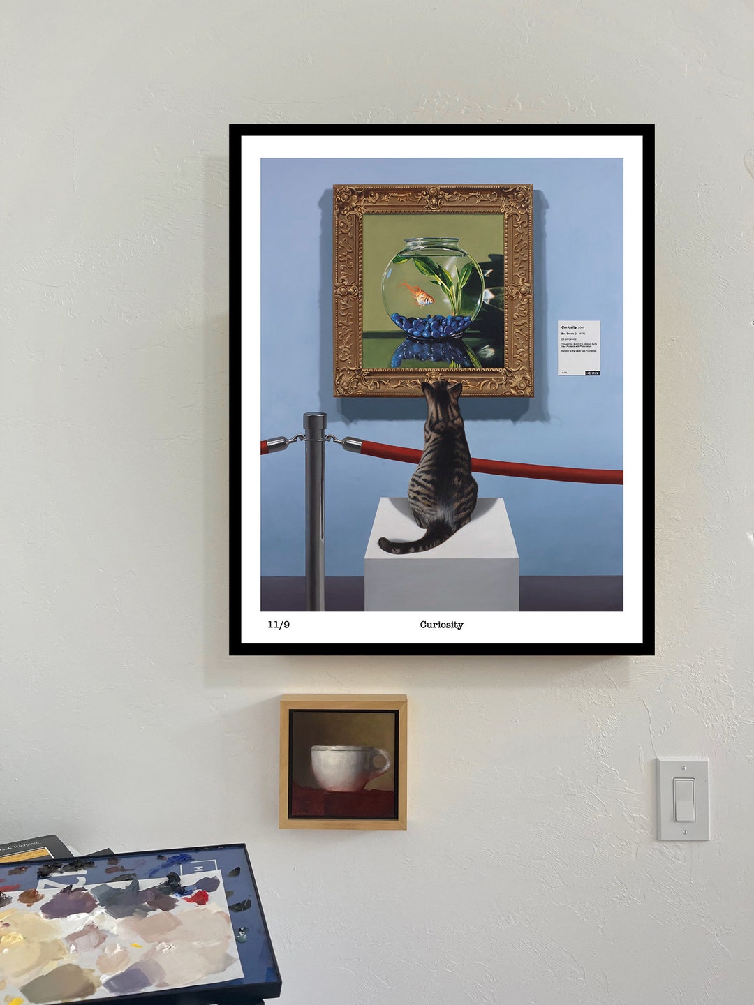 Curiosity Cat Art Print, Ben Steele, Nine Lives Edition (28 X 22 Inches ...