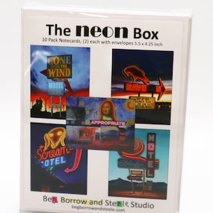 The Neon Box, 10 Blank Neon Art-themed Notecards, Envelopes in Clear ...