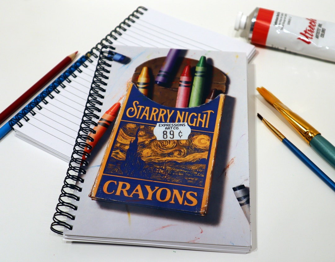 Starry Night Art Notebook, the Scream Crayons, Soft Spiral Notebook ...