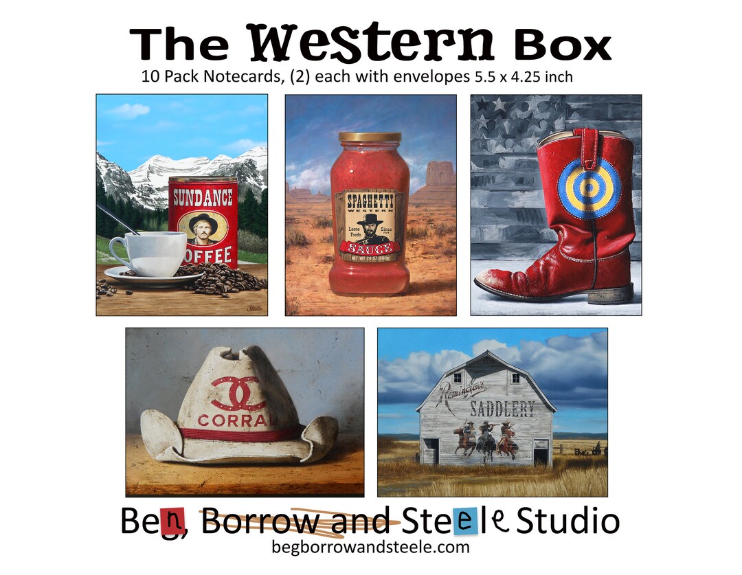 The Western Box, 10 Blank Notecard Pack, Western Art-themed Stationery ...