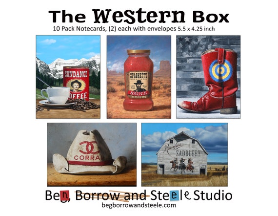 The Western Box 10 Blank Notecard Pack Western Art-themed - Etsy