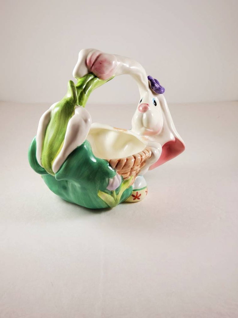 Bunny Rabbit Ceramic Basket/ Planter by WCL | Etsy