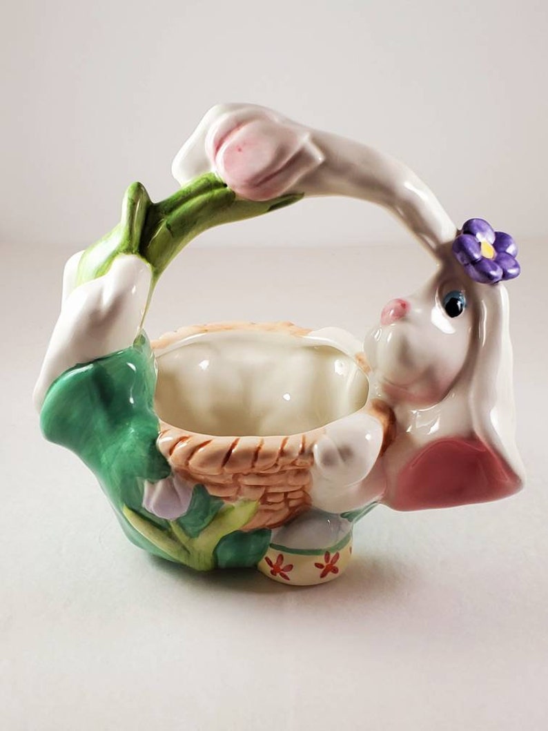 Bunny Rabbit Ceramic Basket/ Planter by WCL | Etsy