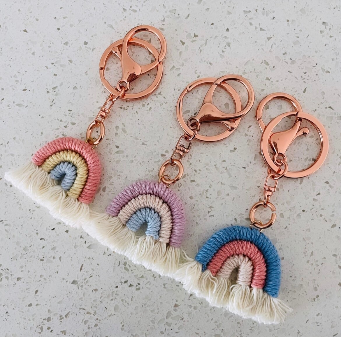 Mini Pastel Macrame Rainbow Keychains Rainbow Macrame Bag Tags Keychain ...