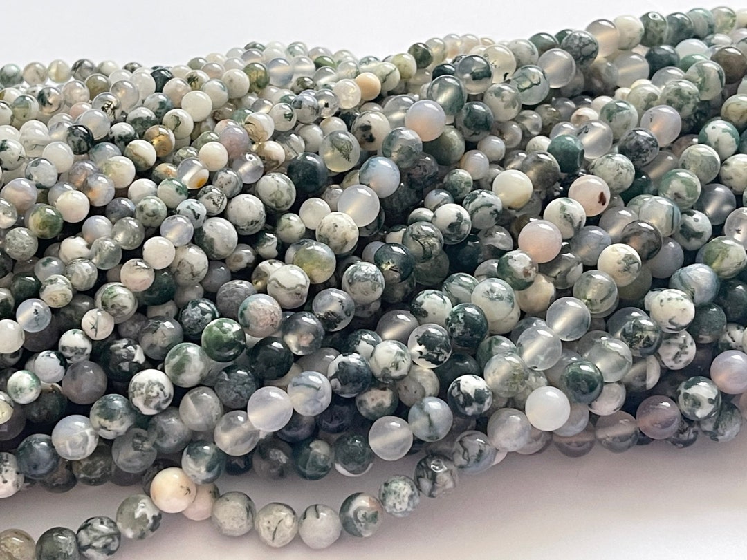 Smooth Tree Agate Beads, Round Beads, Gemstone Beads, Beads, Mala Beads ...